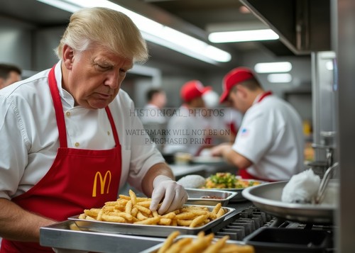 PRESIDENT DONALD TRUMP AS PROFFESIONAL McDONALDS FRY COOK COMICAL 5X7 ...
