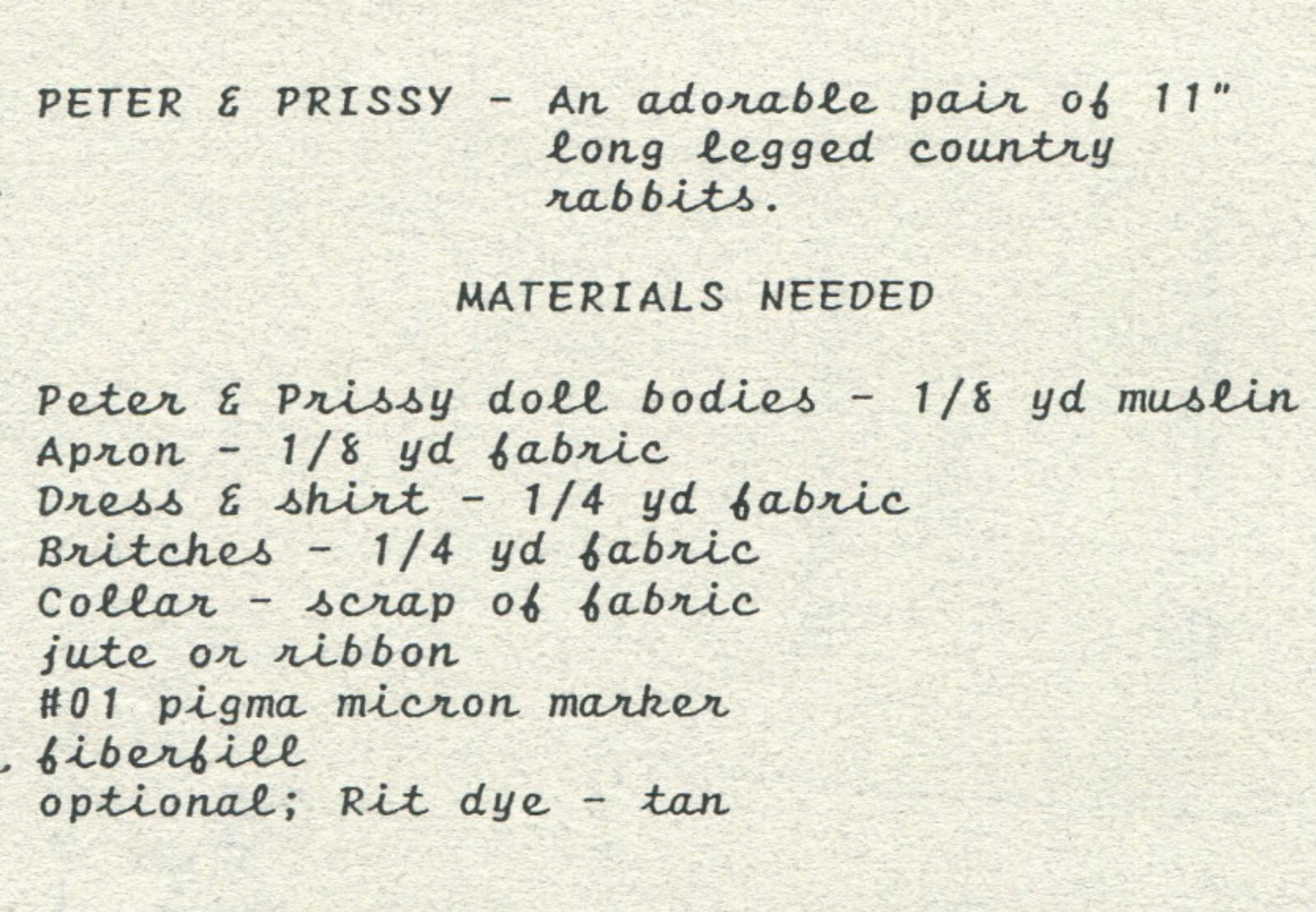 Peter & Prissy Primitive Bunny Dolls Pattern by Country in the City | eBay