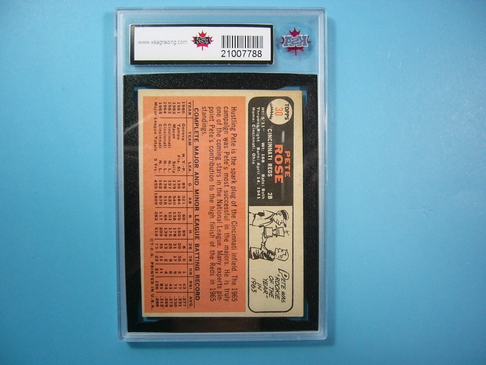 1966 TOPPS MLB BASEBALL CARD #30 PETE ROSE KSA 7.5 NM+ SHARP!! '66 ...