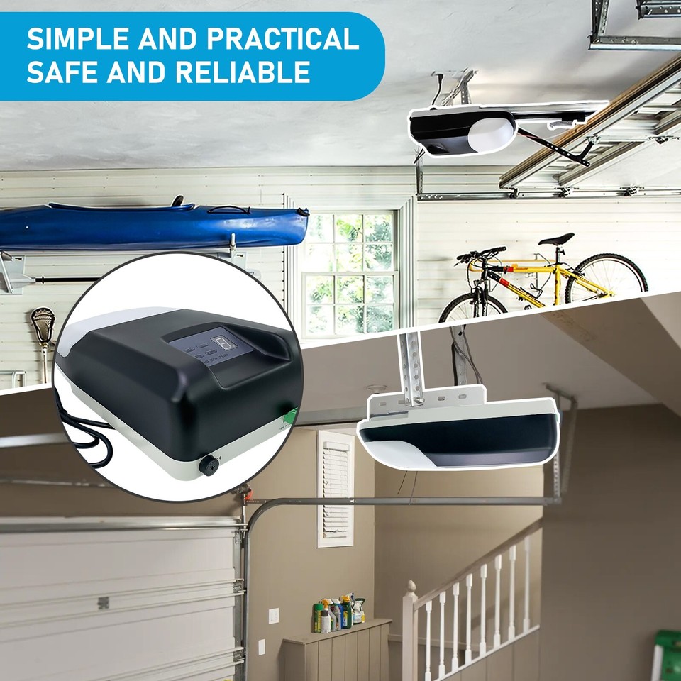 750lb 3/4HP Smart Garage Door Opener Wifi Chain Drive Motor Ultra-Quiet ...