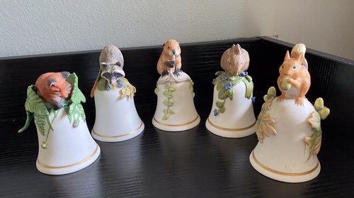 Franklin Mint Baby Woodland Animal Bells by Peter Barrett 5 Porcelain ...
