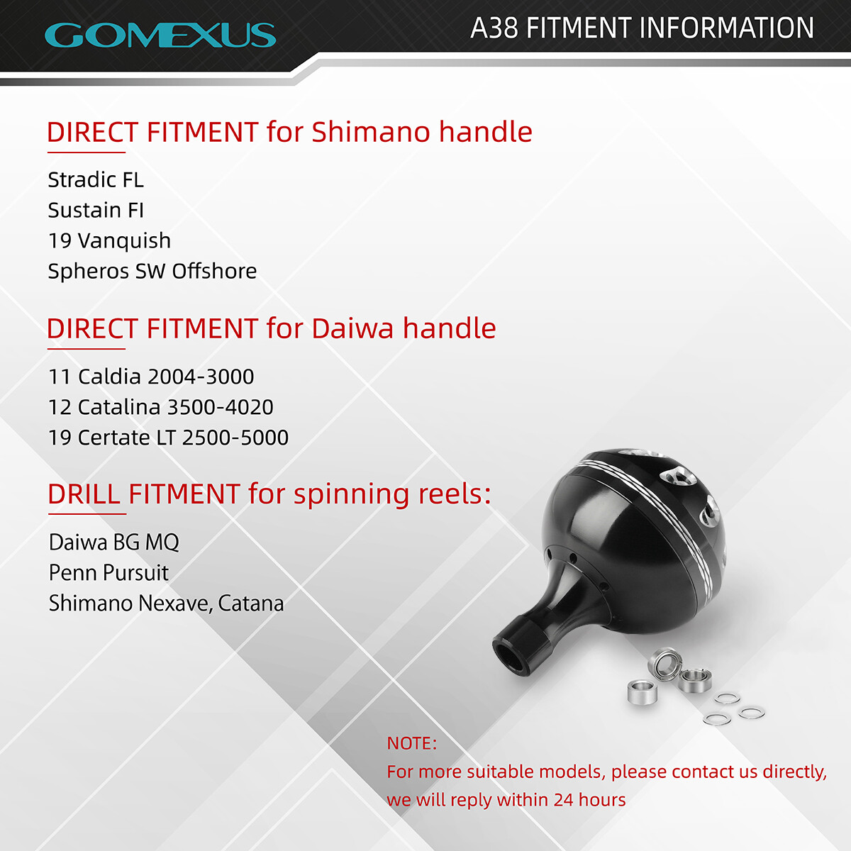 Gomexus Power Knob 35-41mm For Shimano Stradic FL Daiwa BG MQ Direct ...