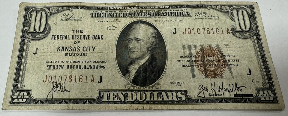 1929 $10 The Federal Reserve Bank Of Kansas City Missouri National ...