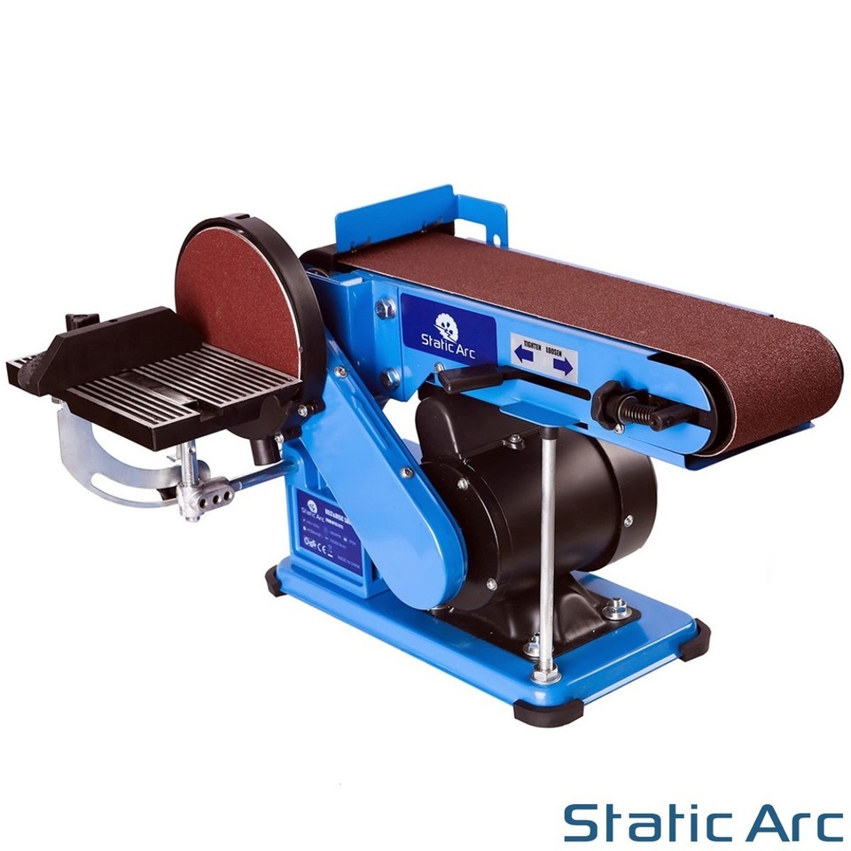 375W ELECTRIC BELT + DISC SANDER 2in1 LINISHER BENCH WORKTOP WOOD METAL ...