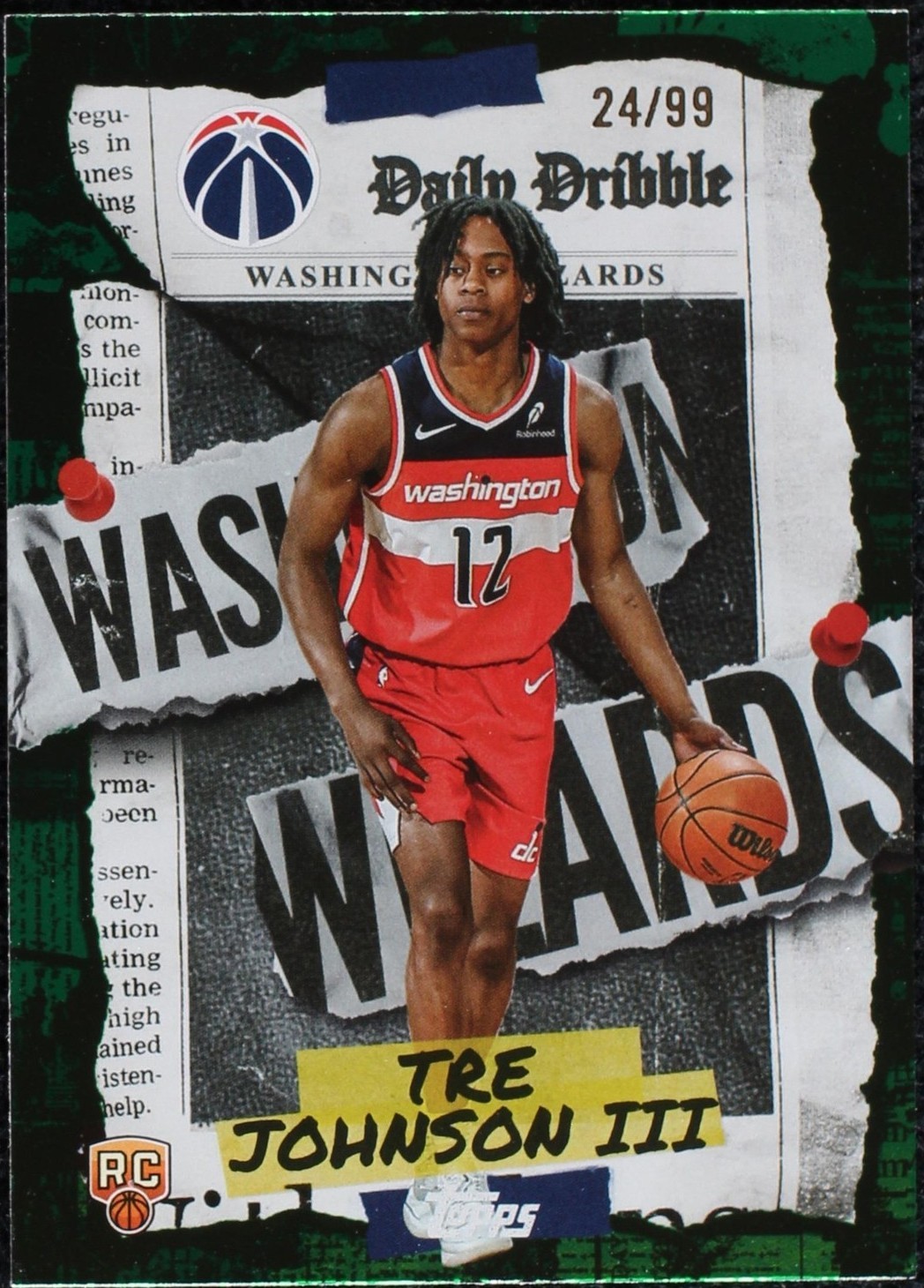 2025-26 Topps - The Daily Dribble Tre Johnson #DD-36 Green Rainbow /99 ...