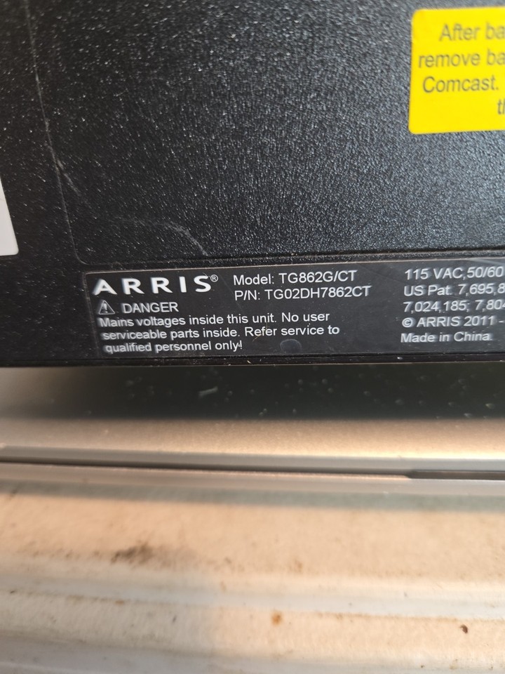 Arris Xfinity Modem Router Arris TG862G/CT & Power Cord, No Box, | eBay