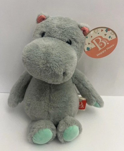 B Softies Gray 12" Hippo Plush Stuffed Animal Toy Lovey Soft NWT Happy ...