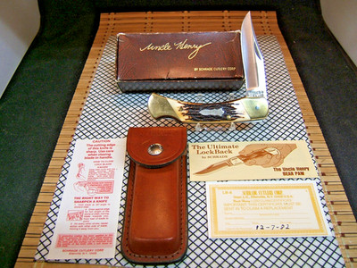 SCHRADE UNCLE HENRY LB8 PAPA BEAR VINT. 1982 NIB LOCKBACK POCKET KNIFE ...