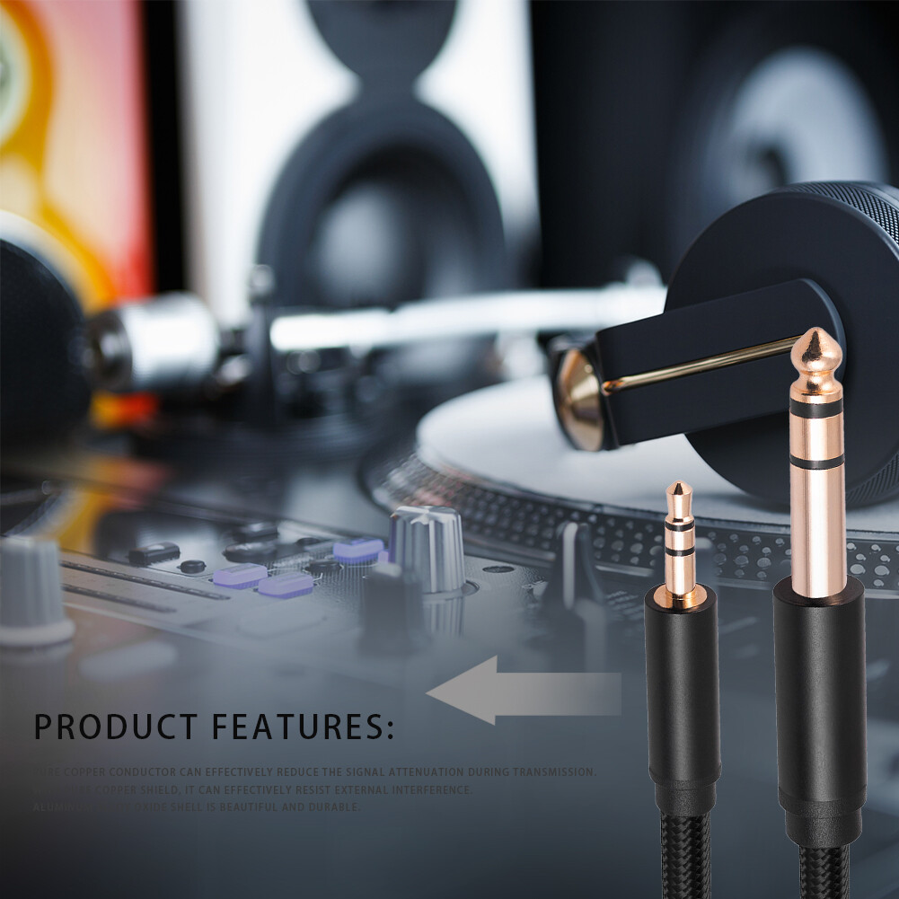 3.5mm To 6.35mm Stereo Audio Cable Copper Gilding Audio Line Adapter ...