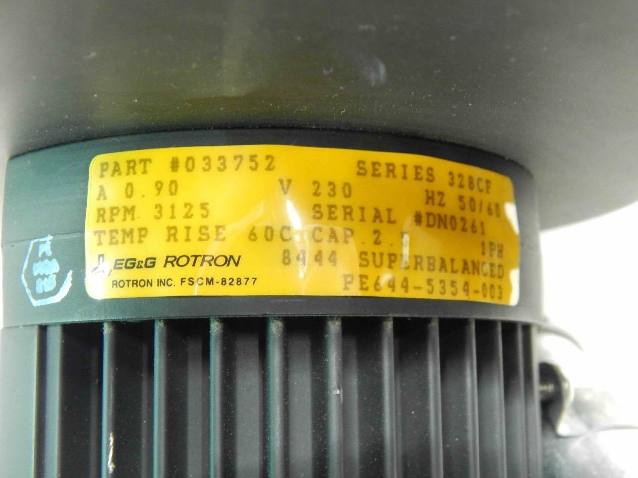 EG&G Rotron 33752 Blower Motor, 230V, Series 328CF, 3125 RPM, 1 Phase ...