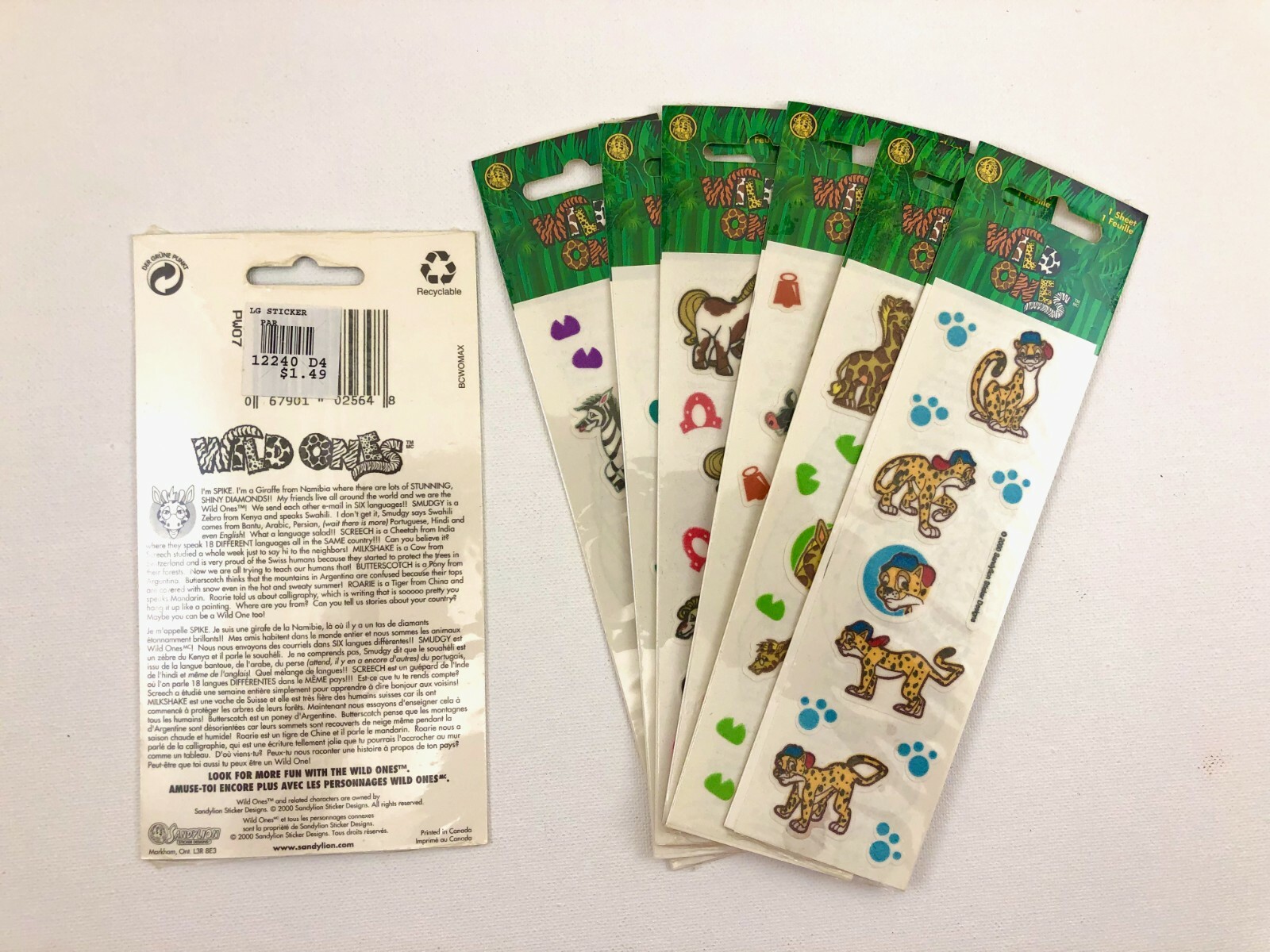 VINTAGE SANDYLION STICKER DESIGNS 7 ASSORTED PACKS WILD ONES FUZZY ...