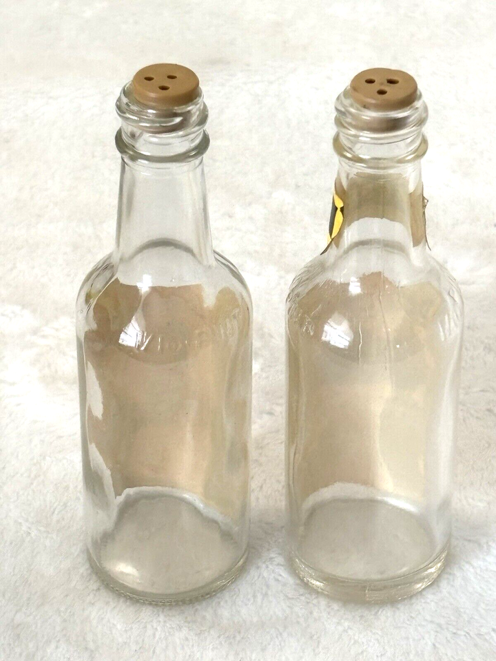 VTG Glass Old Croak Embalming Fluid /Old Overcoat Wry-Plastic Top S & P ...