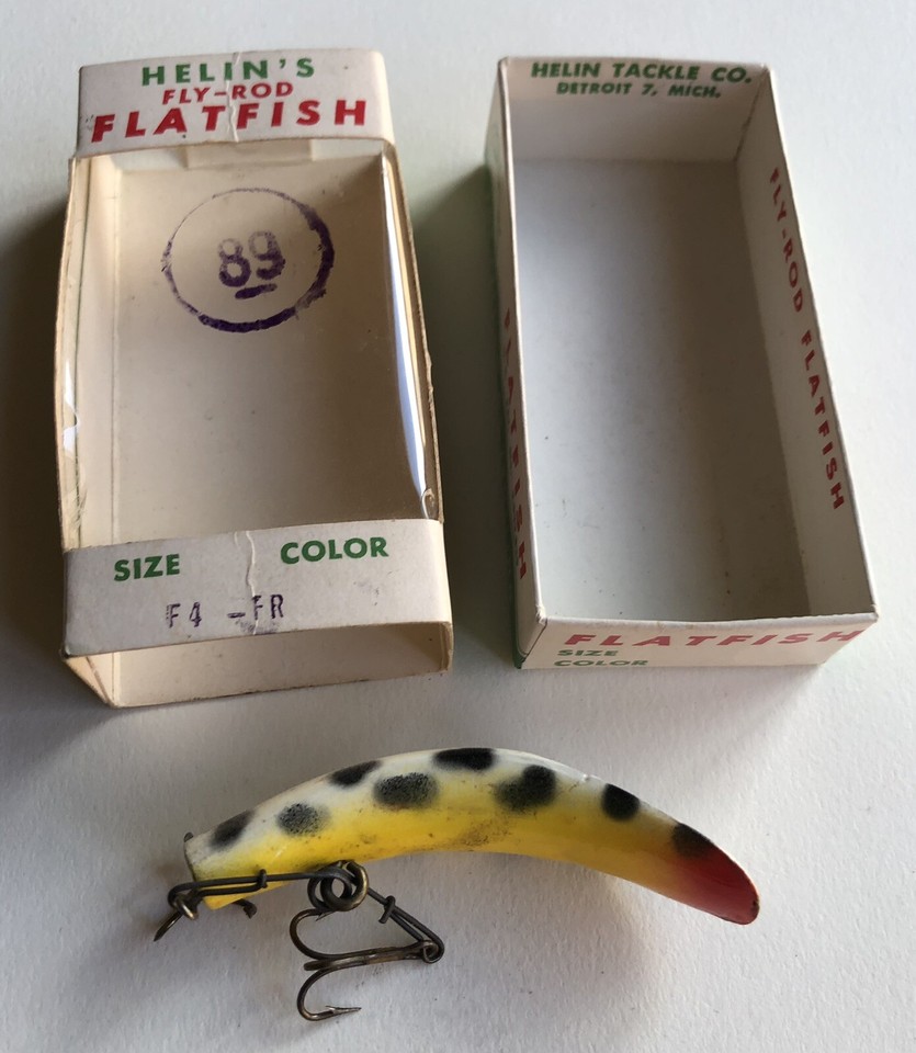 Vintage HELIN'S FLATFISH F4-FR Fishing Lure Original Box USA | eBay