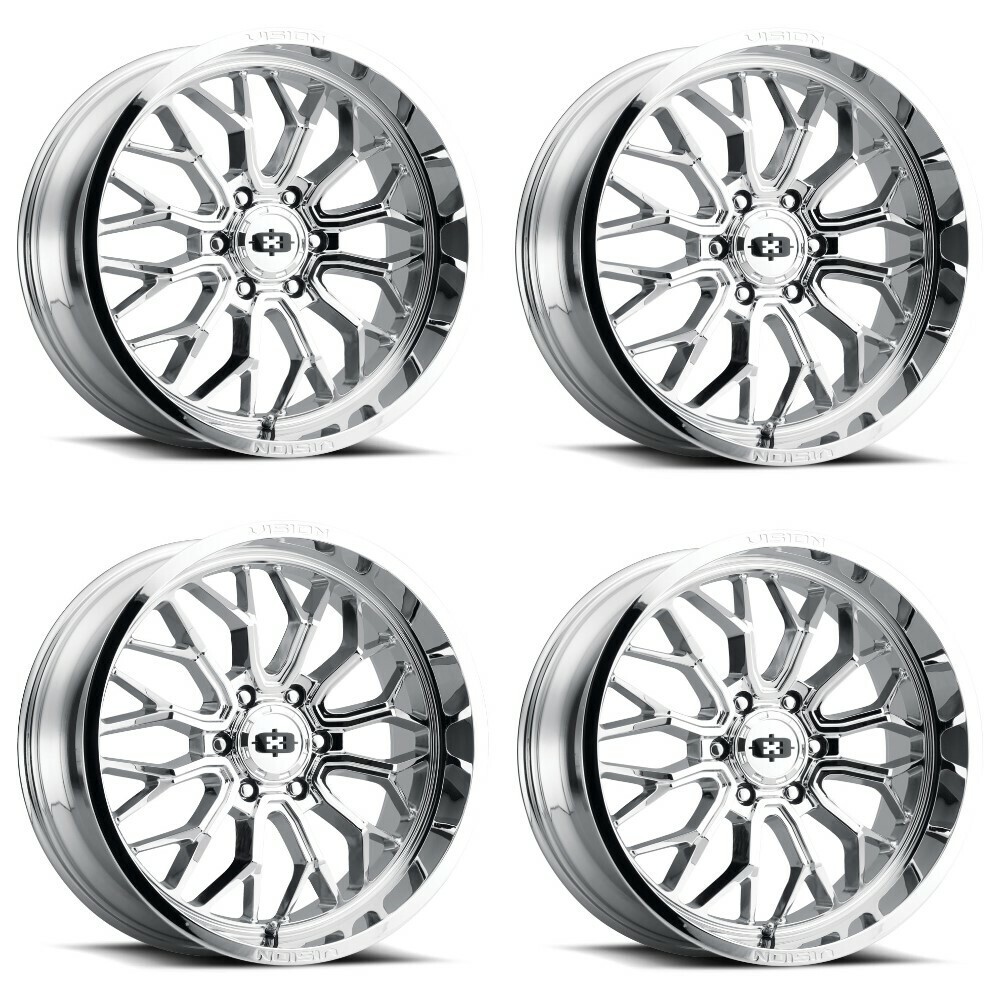 Set 4 22" Vision Off-Road 402 Riot Chrome Wheels 22x12 8x170 Lifted ...