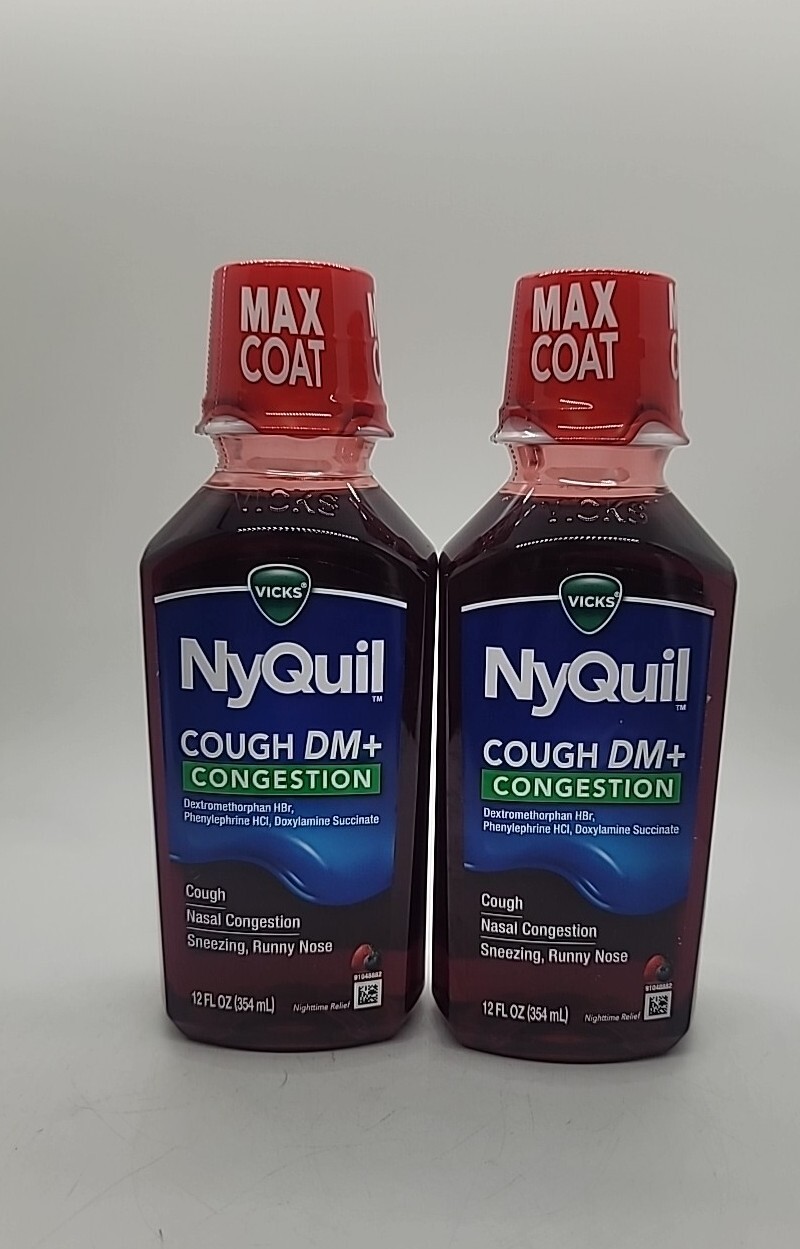 Vicks NyQuil Cough DM+ Congestion - Berry Flavor, 12 fl oz (Pack of 2 ...