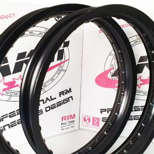 BLACK ALUMINIUM ANODIZE WHEEL RIM MOTOCYCLE FRONT&REAR PAIR 17x1.40 36 ...