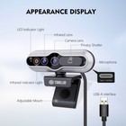 TOALLIN 2K QHD Webcam Auto-Focus Windows Hello Privacy Shutter with ...