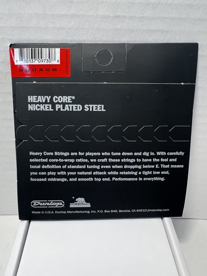 Jim Dunlop Heavy Core Nickel Plated Steel 10/60 Heavy Set DHCN1060-6 ...