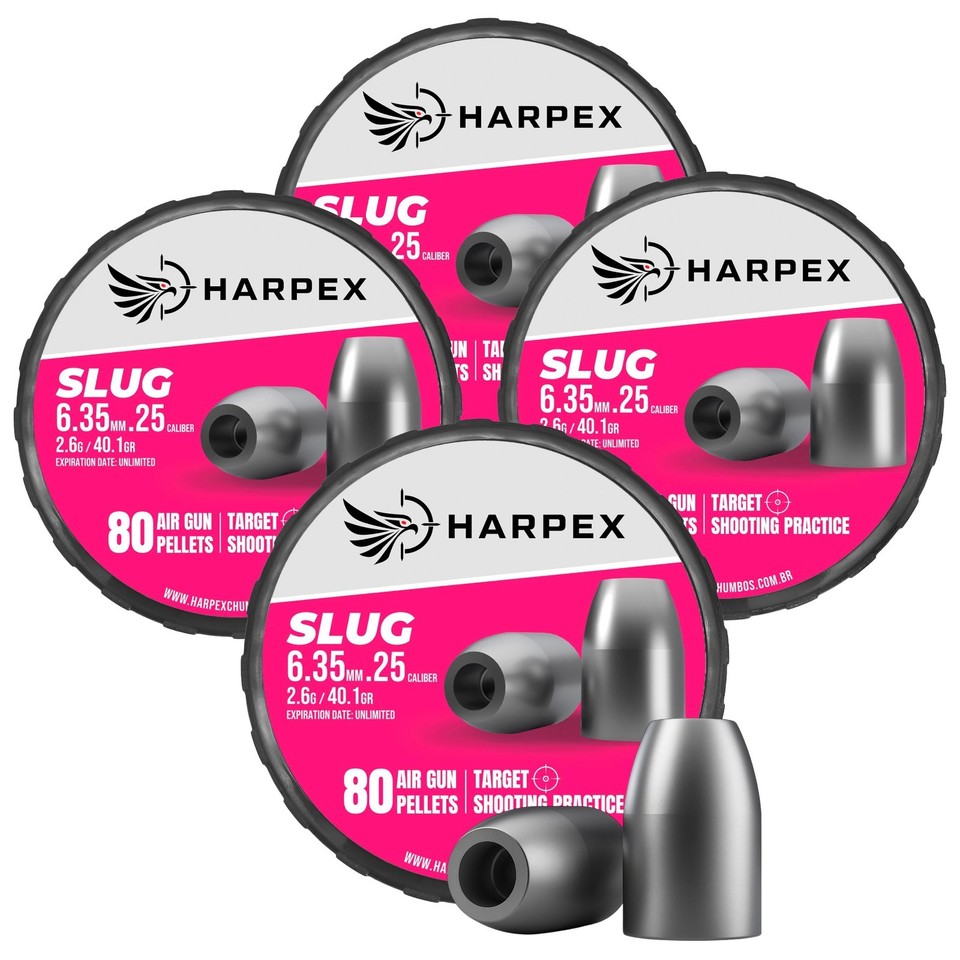Harpex Slug .25 (6.35mm) Cal Airgun pellets - Hollow point - Lead Heavy ...