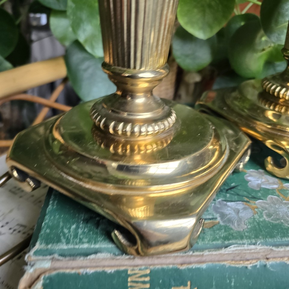 Vintage Berman Solid Brass Table Lamp Column Style X 2 Country House ...