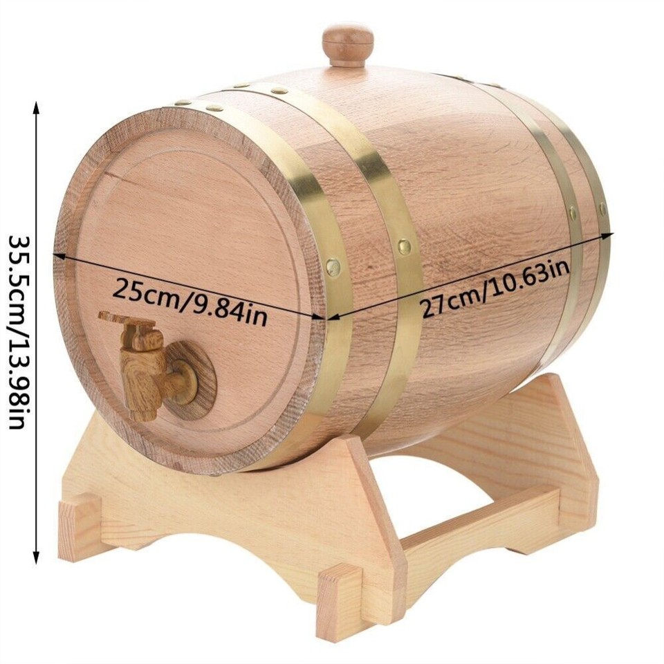 5L Wooden Wine Barrel Oak Timber Beer Whiskey Rum Spirits Brewing Port ...
