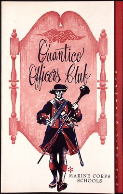 Quantico Officers Club Marine Corps Schools Virginia Room Dinner Menu ...