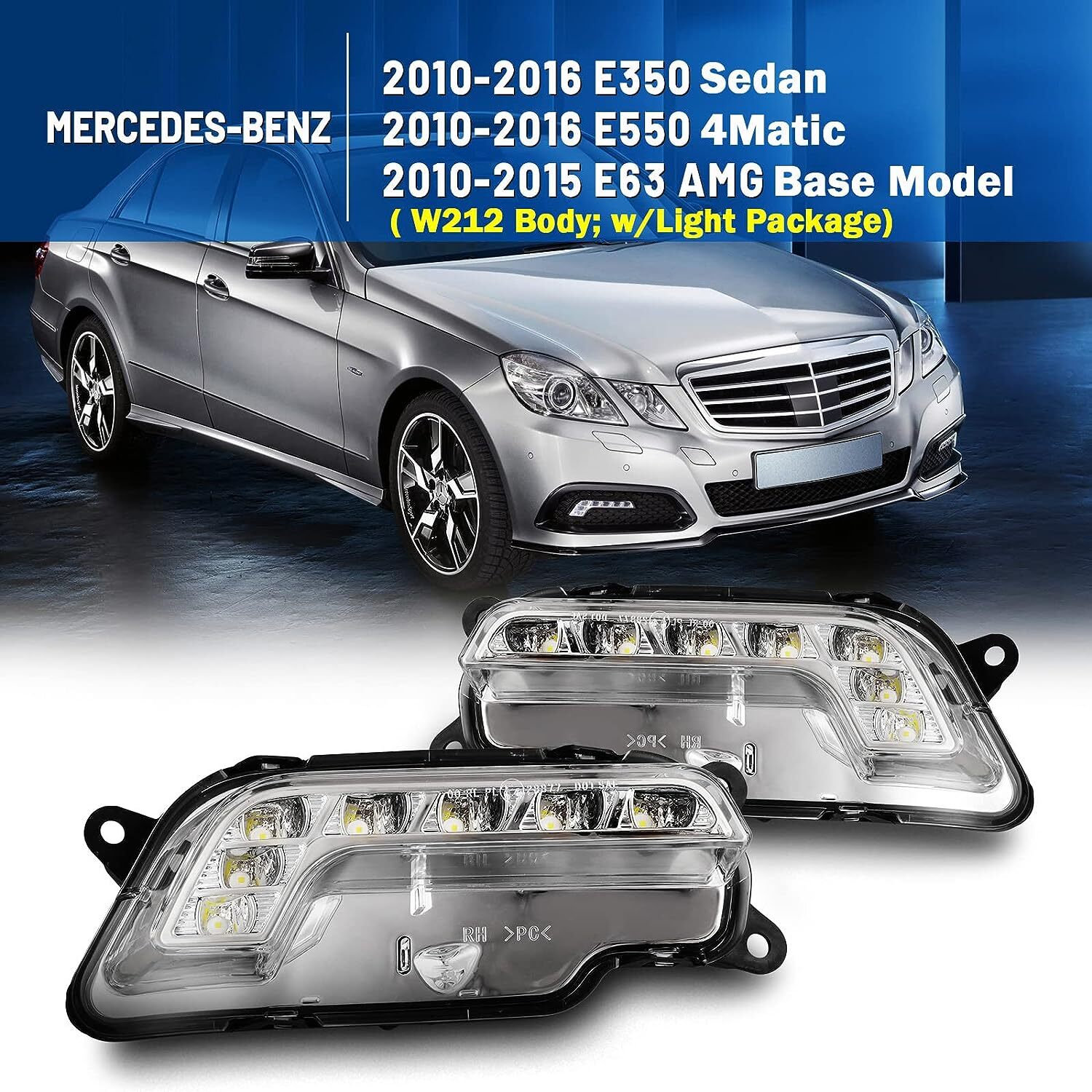 Clear Fog Light 2010-2016 for Mercedes-Benz E350/E550 10-15 E63 AMG ...