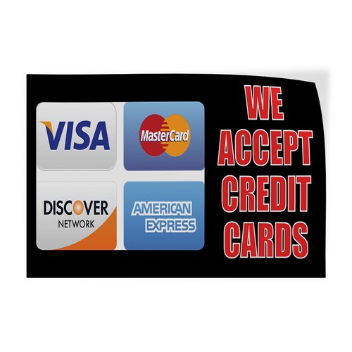 Decal Stickers We Accept Credit Cards B Vinyl Store Sign Label Business ...