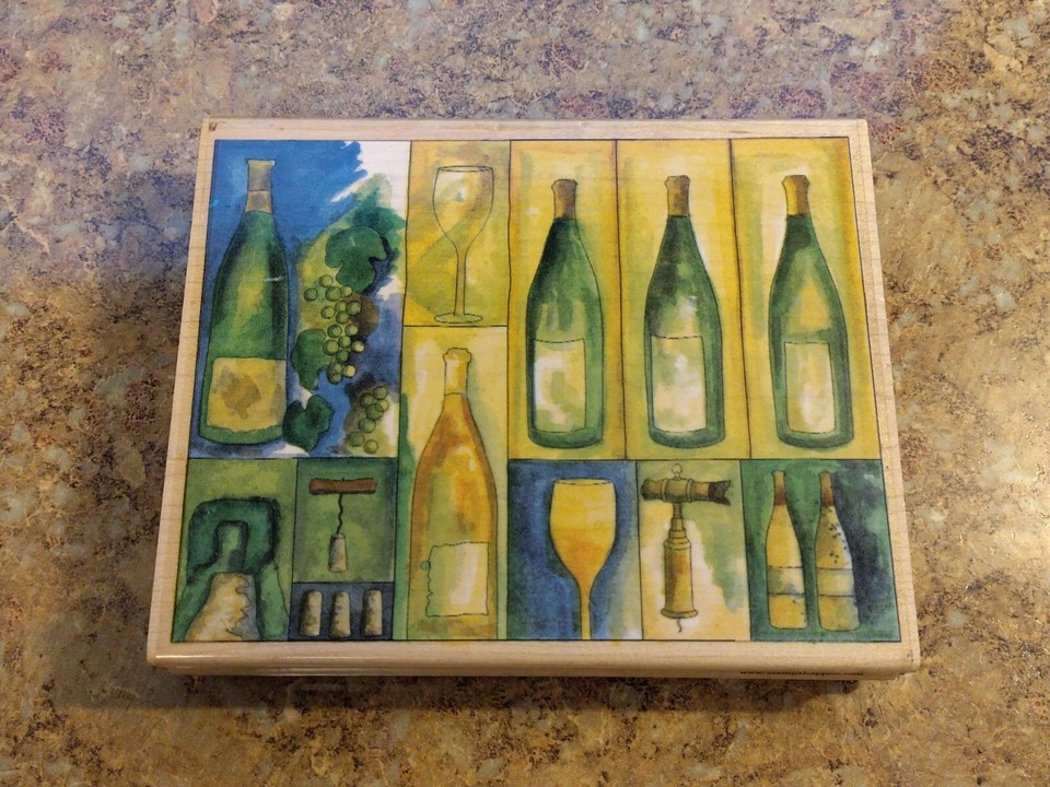 Stamps Happen Rubber Stamp Michael Clark Wine Collage 90290 Bottle ...