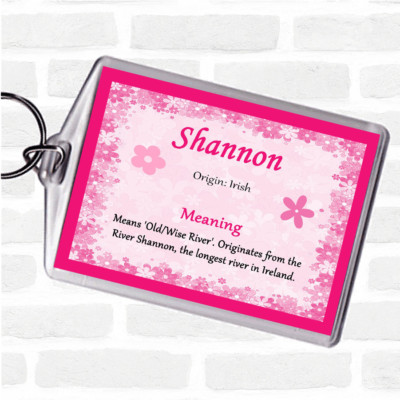 Shannon Name Meaning Bag Tag Keychain Keyring Pink | eBay