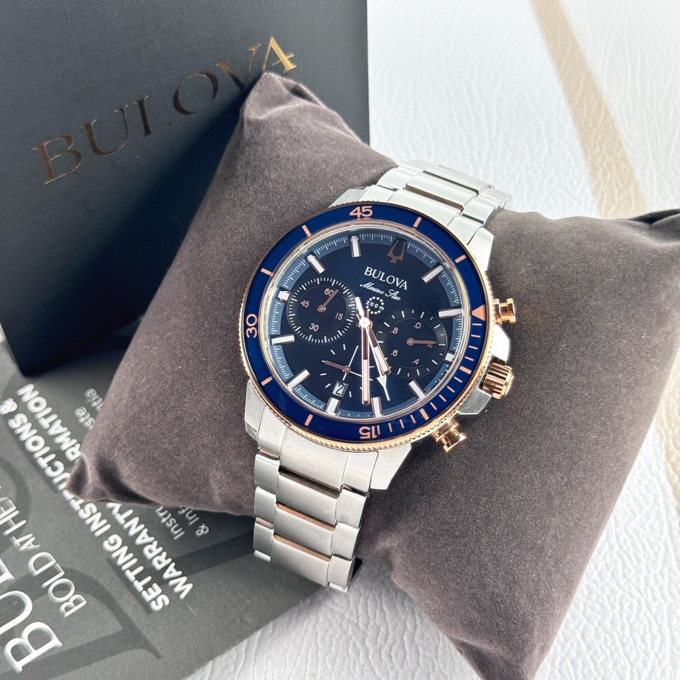Bulova Marine Star 45MM Blue Dial Chronograph Stainless Steel Men's ...