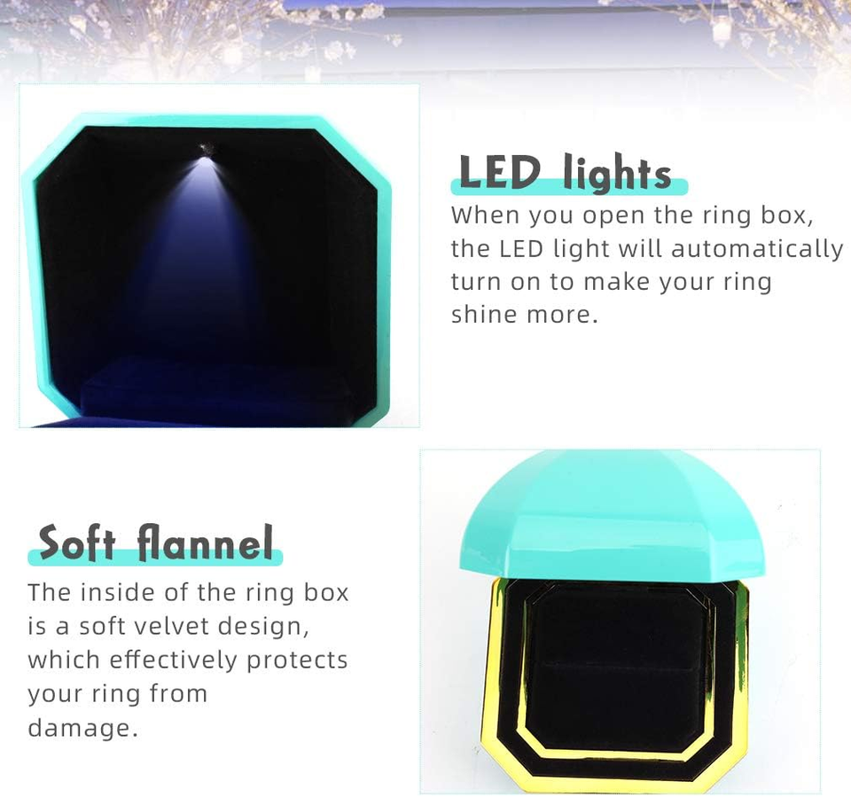 Ring Box with LED Light Engagement Ring Boxes Jewelry Gift Box Ring ...