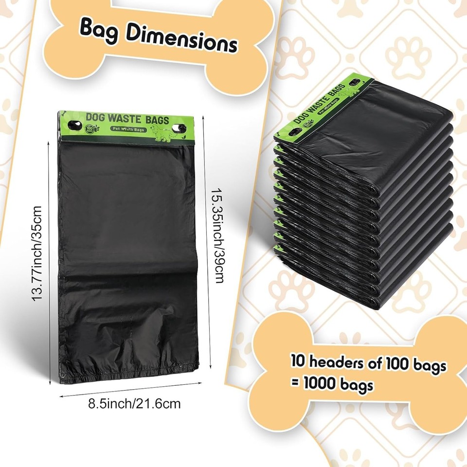 Ireer 1000 Pcs Header Bag Bulk Dog Pet Waste Bags Bulk Poop Leakproof ...