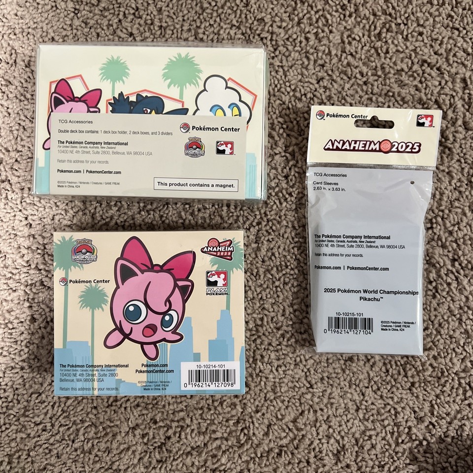 Pokemon Worlds 2025 Anaheim Card Sleeves Deck Box Coin Damage Counter ...