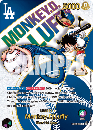 👒*PRESALE* DODGERS X ONE PIECE COLLAB PROMO CARD MONKEY D. LUFFY 07/03 ...