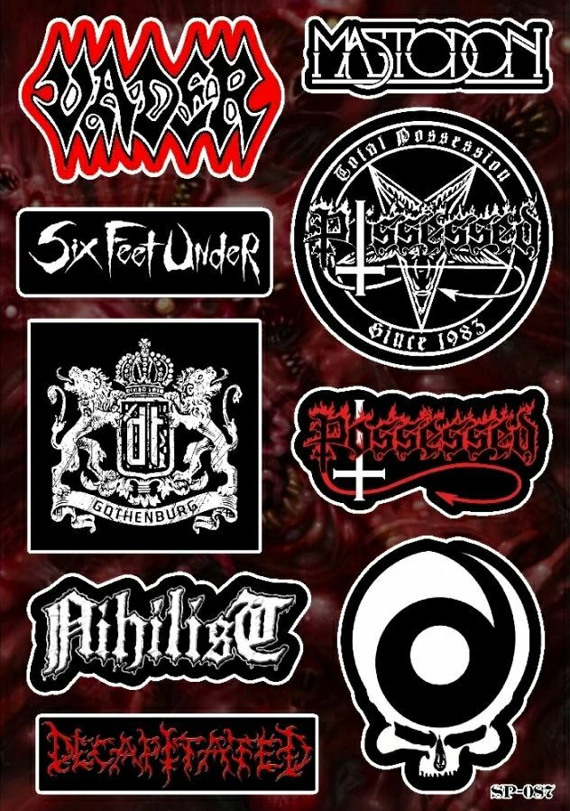 Death Metal Sticker Pack | Vader Six Feet Under Nihilist Mastodon ...