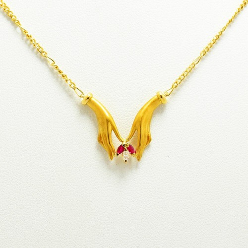 Carrera y Carrera Ruby Diamond Pendant Hand Motif Necklace Yellow Gold ...