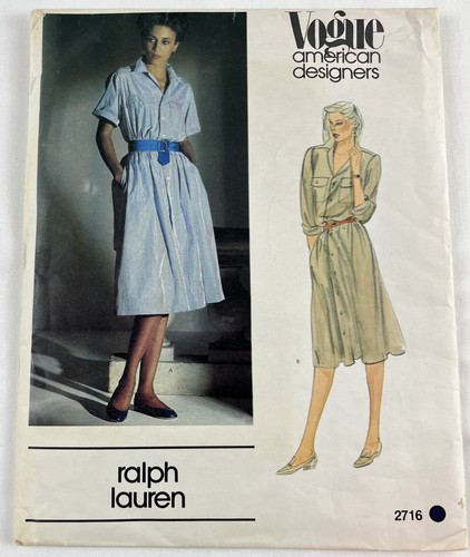 OOP Vtg Vogue Sewing Pattern 2716 Ralph Lauren Safari Style Dresses Sz ...