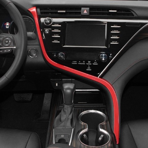 Fit Toyota Camry 2018-2021 Carbon fiber Red ABS Center Console Strip ...