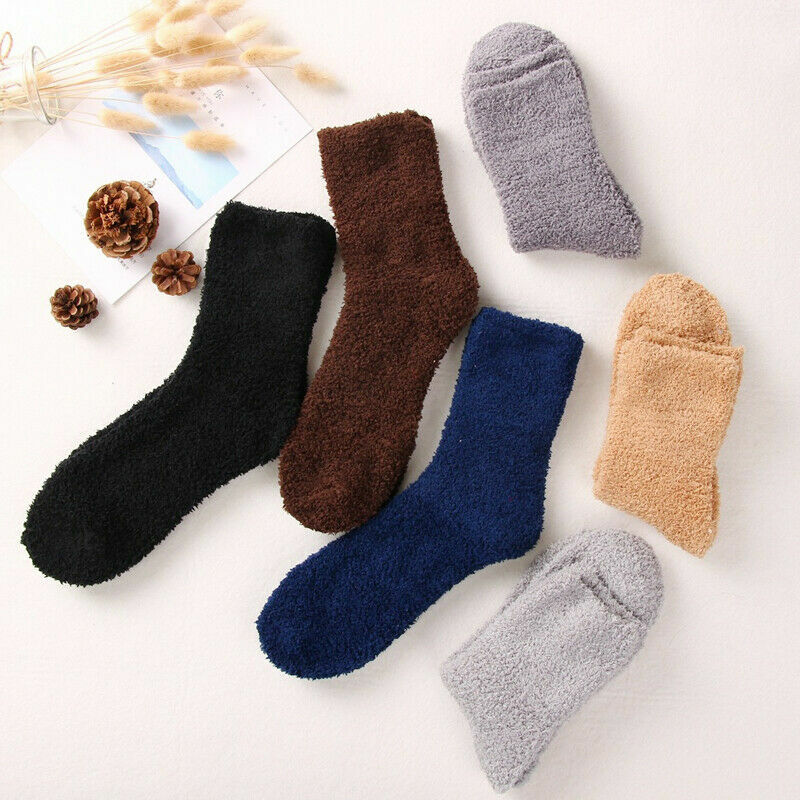 6 Pairs Cosy Bed Socks Mens Fluffy Home Sock Thick Indoor Winter Warm ...