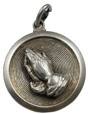 Vintage Creed Sterling Silver Serenity Prayer Hands Medal, 4.2 Grams ...