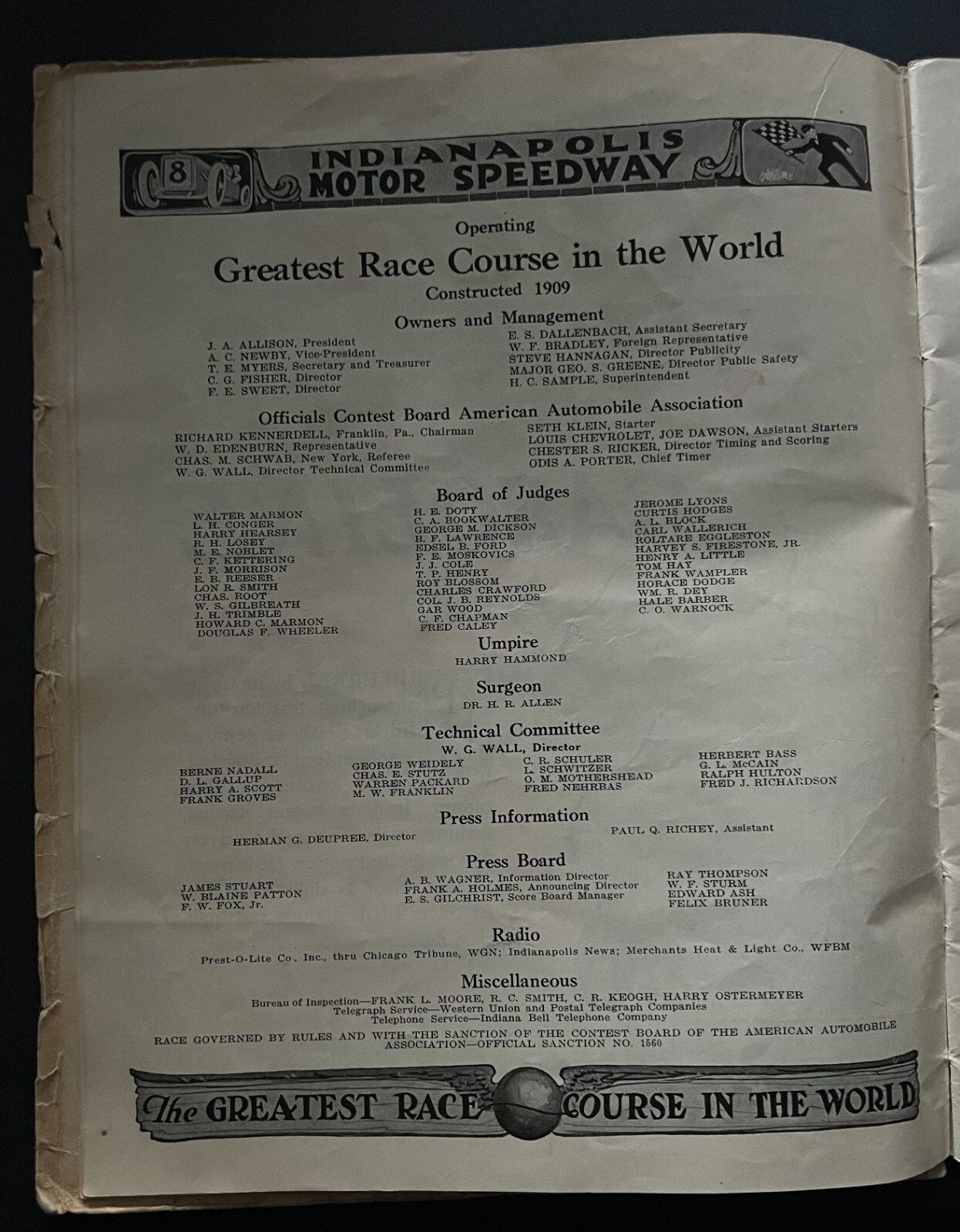 1925 13th Annual Indy 500 Vintage Car Racing Program Peter DePaolo ...