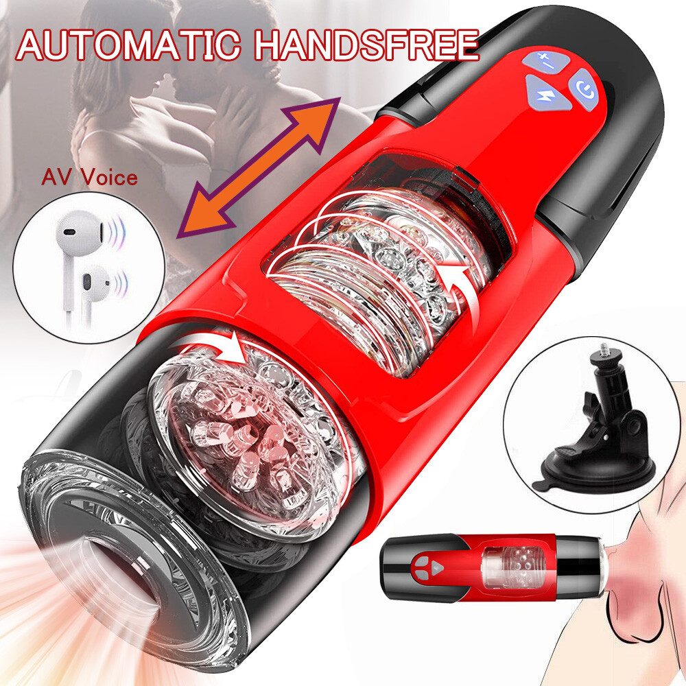 Male Masturbater Automatic HandsFree Telescopic Rotating Stroker Cup ...