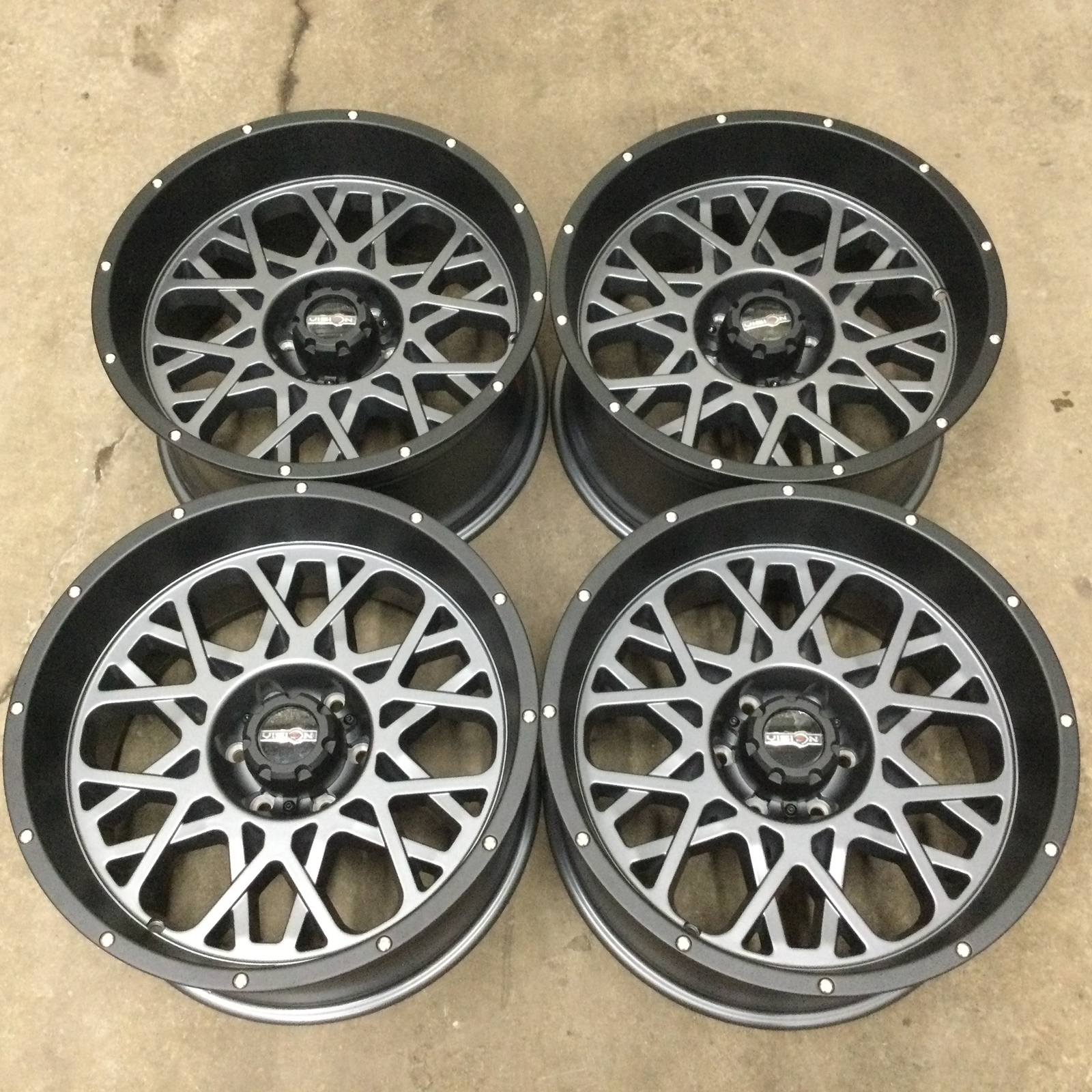 Set 4 20" Vision 412 Rocker Anthracite Satin Black Lip Wheels 20x9 ...
