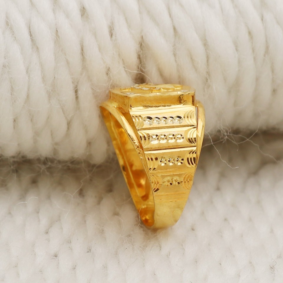 22k Indian Men's Yellow Gold Ring 22k Indian Handmade Party Wear men's ...