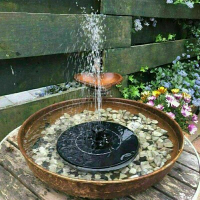 Solar Powered Fountain Pump Garden Feature Floating Bird Bath Small ...