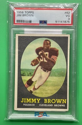 1958 Topps Football #62 Jim Jimmy Brown RC Rookie HOF PSA 3 Cleveland ...