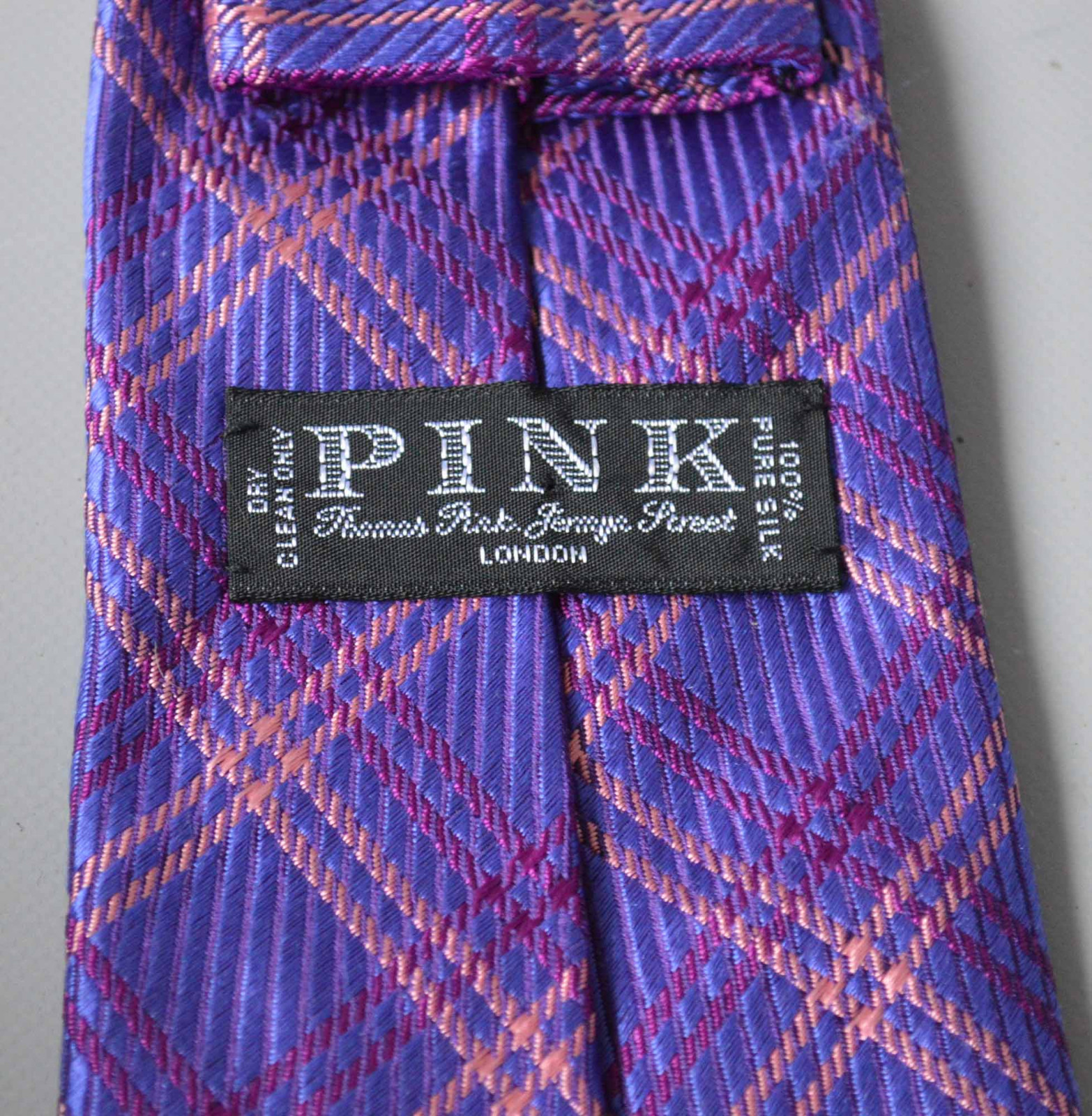 Men's Purple & Pink Check Patterned Thomas Pink Silk Tie. | eBay UK