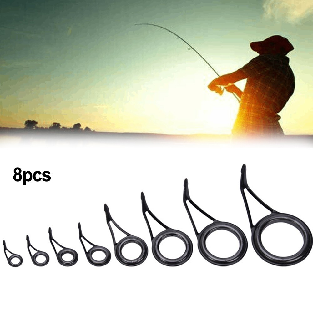 Top Quality Stainless Steel and Ceramic Fishing Line Guides 8Pcs Mixed ...