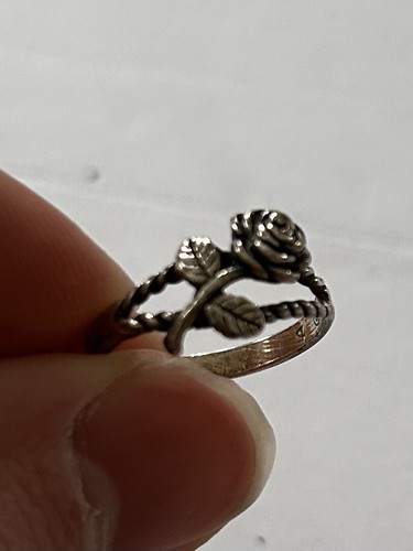 Vintage SHUBES SIGNED Solid Sterling Silver ROSE FLOWER & STEM RING | eBay